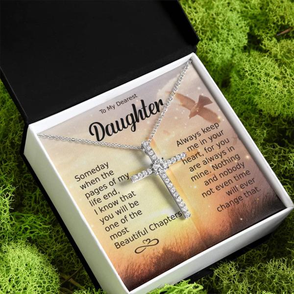商品名:  To My Dearest Daughter Cz Cross Necklace, Gift for Daughter from Mom, Daughter Birthday Gift, Sentimental Gift a02...