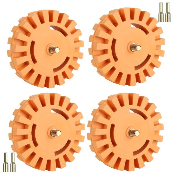 商品名:  4Pack Decal Remover Eraser Wheel Tool Kit, 4inch Adhesive Remover Wheel with Drill Adapter, Adhesive Remover for R...