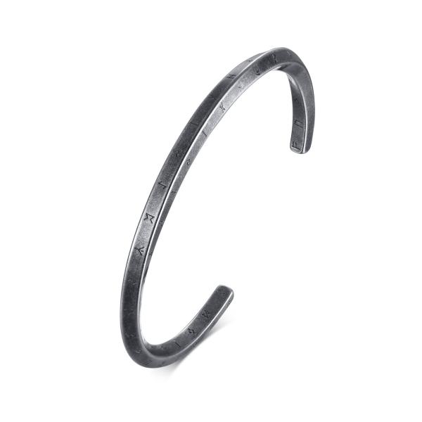 商品名: メンズ バイキング カフブレスレット ギフト ステンレススチール 北欧 ルーンジュエリー Pulseras para hombres ブラック/シルバー/ゴールド/グレー バングルブレスレット, M(fit 7"-7.5" wri...