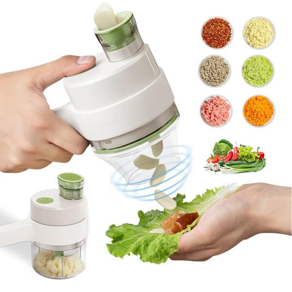 商品名:  4 in1 Handheld Electric Vegetable Cutter Slicer Garlic Mud Masher USB Wireless Chopper Cutting Pressing Mixer Food...