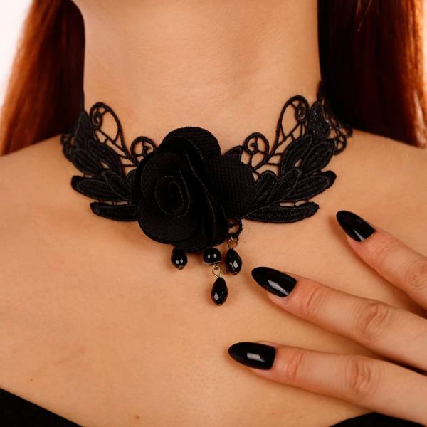 商品名: Missgrace ゴシック パンク ハロウィン ブラック フラワー クリスタル チョーカー ネックレス ジュエリー スチームパンク ブラック レース チョーカー ネックレス ジュエリー アクセサリー ヴァンパイア チョーカー ネ...