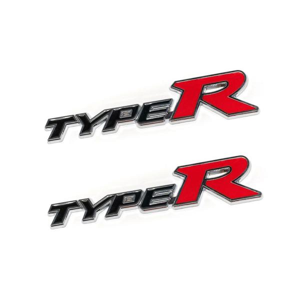 商品名:  2Pc Type-R Metal Badge Premium Racing Logo Car Rear Trunk Sport Emblem 3D Turbo Sticker Power Decal (Black Red)ブラン...