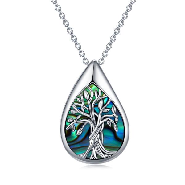 商品名:  Sterling Silver Drop Teardrop Urn Necklace for Ashes Abalone Shell Tree of Life Cremation Jewelry for Ashes Memory...