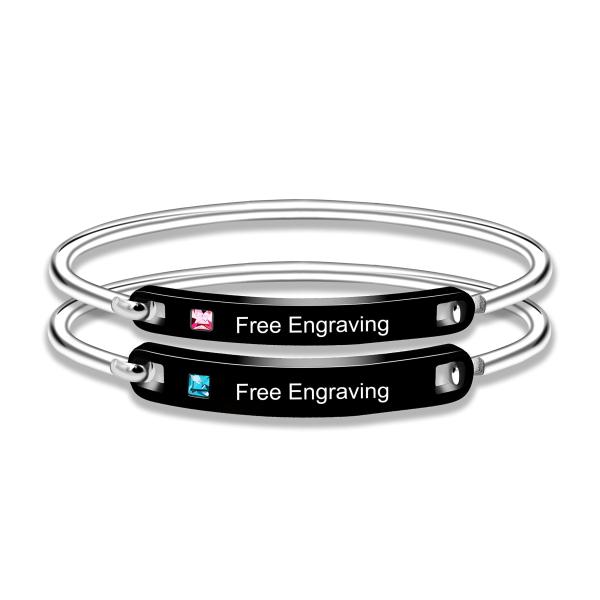 商品名:  Personalized Engraving Name Identity Bangle Bracelet for Couples His Hers Stainless Steel Custom Name Bracelets fo...