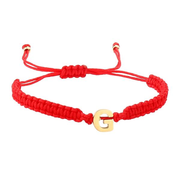商品名:  Personalized 26 Initial Bracelet Stainless Steel Gold Plated Letter Red Woven Bracelet Dainty Charm Bracelet Woven...