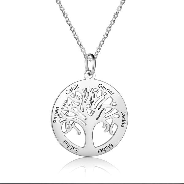 商品名:  YOOSHINING Personalized Tree of Life Necklaces for Women 925 Sterling Silver Custom Family Tree 6 Name Necklaces f...