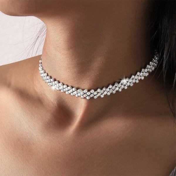 商品名: JONKY ラインストーンチョーカー シルバーチョーカーネックレス クリスタルネックレス キラキラネックジュエリー プロムアクセサリー レディース ガールズ JONKY Rhinestone Chokers Silver Chok...