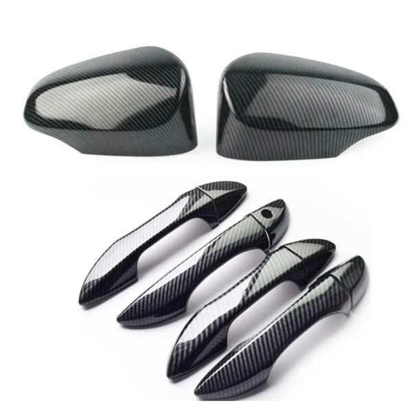 商品名: SZFKACCESS 2014 2015 2016 2017 2018 2019 トヨタ カローラ カーサイドビュー ミラー トリム ドア ハンドルカバー トリム ABS樹脂 カーボンファイバースタイル (10) SZFKACCE...