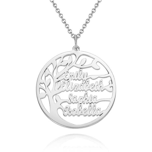 商品名:  Family Tree Necklaces for Women Personalized Tree of Life Necklace with 1-4 Custom Name Plate Engraved Jewelry Bir...