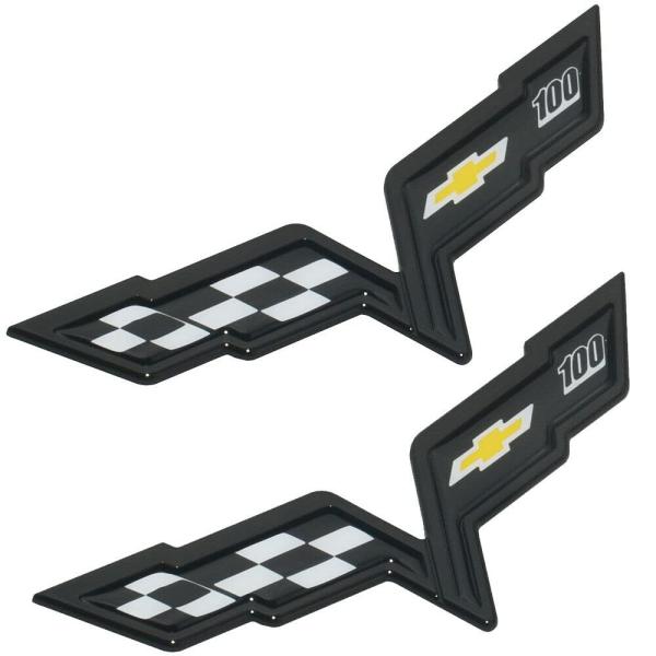 商品名:  2Pc 2005-2013 C6 Corvette OEM New Front Hood Rear Crossed Flags Emblems 100th Black Whiteブランド: Generic高さ: 26.2cm横幅...