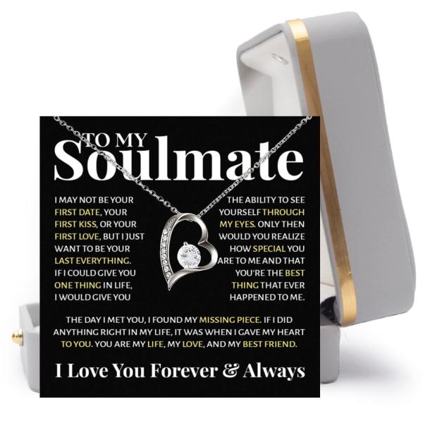 商品名: To My Beautiful Soulmate ネックレス 女性用 夫から奥様へ ガールフレンドネックレス ボーイフレンドから奥様への誕生日プレゼント 女性用ギフトボックス ソウルメイトネックレス, 14Kホワイトゴールド仕上げ...