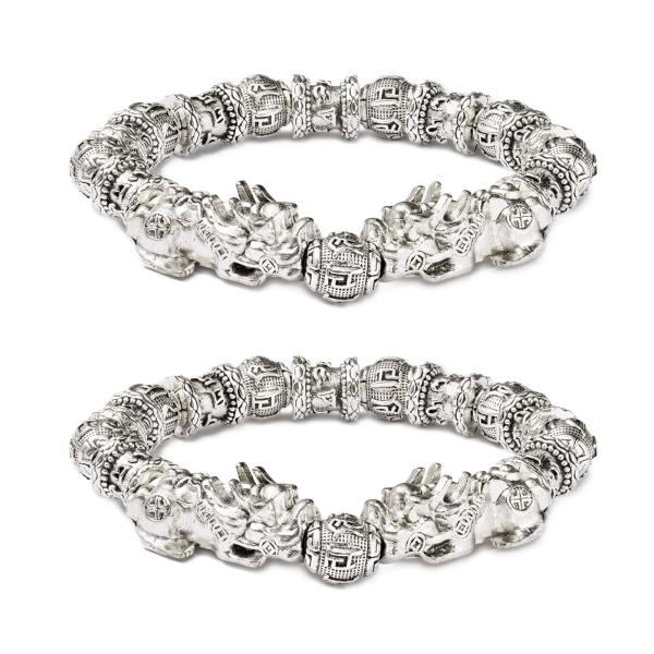 商品名:  GoldenStarzz 2 Piece Set Black Obsidian Wealth Bracelet, Feng Shui Pi Xiu 12mm Black Hand Carved Mantra Adjustable...