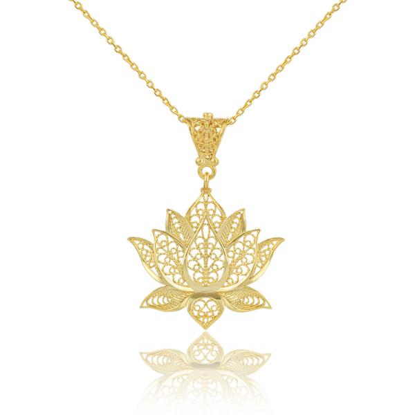 商品名:  Filigranist 14k Gold Plated / 925 Sterling Silver Filigree Art Lotus Flower Women Pendant Necklace, Gift Boxed (Go...