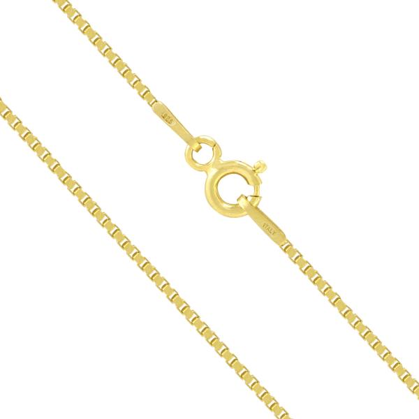 商品名: 14Kゴールドメッキ スターリングシルバーチェーンネックレス 女性用ボックス 1mm 責任ある調達 - 非移行クラスプデザイン - 14Kゴールドメッキスターリングシルバーチェーンネックレス - イタリア製 - 高品質で耐久性のあ...