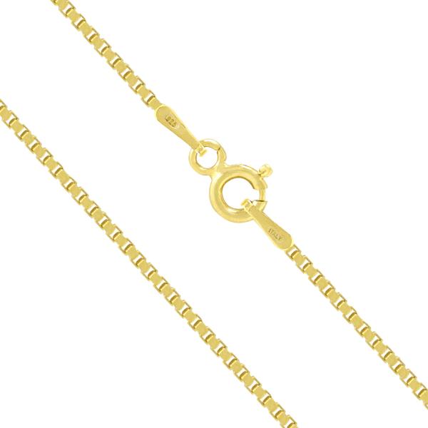 商品名: 14Kゴールドメッキ スターリングシルバーチェーンネックレス 女性用ボックス 1.25mm 責任ある調達 - 非移行クラスプデザイン - 14Kゴールドメッキスターリングシルバーチェーンネックレス - イタリア製 - 高品質で耐久...