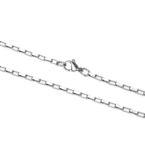 商品名: Adabele 304グレード サージカルステンレススチール 2.5mm 長方形ボックスチェーンネックレス 18インチ 低刺激性ジュエリー レディース メンズ 誕生日プレゼント SK6-A18 Adabele 2pcs 304 G...