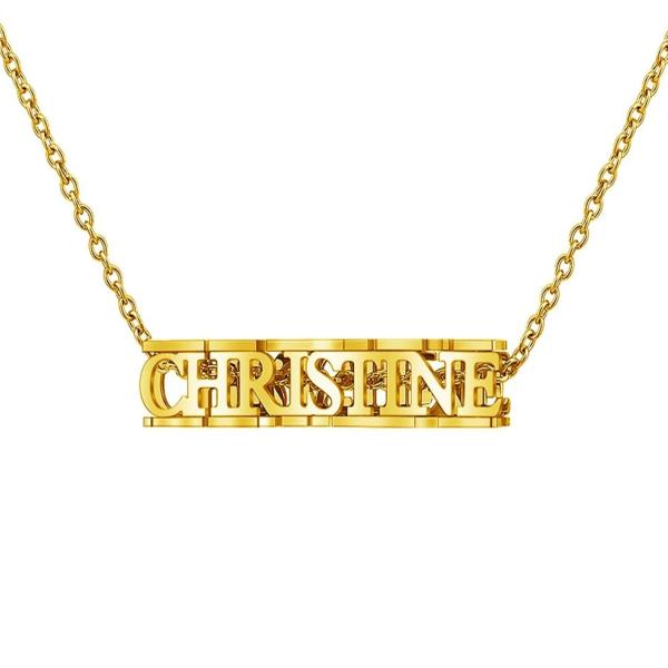 商品名:  LONAGO 3D Name Necklace Personalized, Four-Sided Names Pendant Necklace Custom Nameplate Necklace Gifts for Women ...