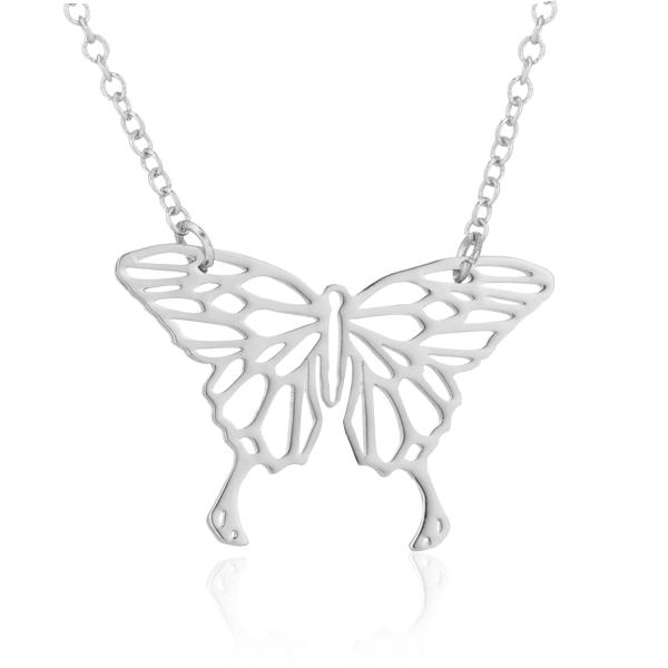 商品名: シンプルな蝶のペンダントネックレス 幾何学的なライン 動物 昆虫 ペンダントネックレス レディース ガールズ 誕生日プレゼント, ステンレス鋼, N/C Simple Hollowing Butterfly Pendant Nec...