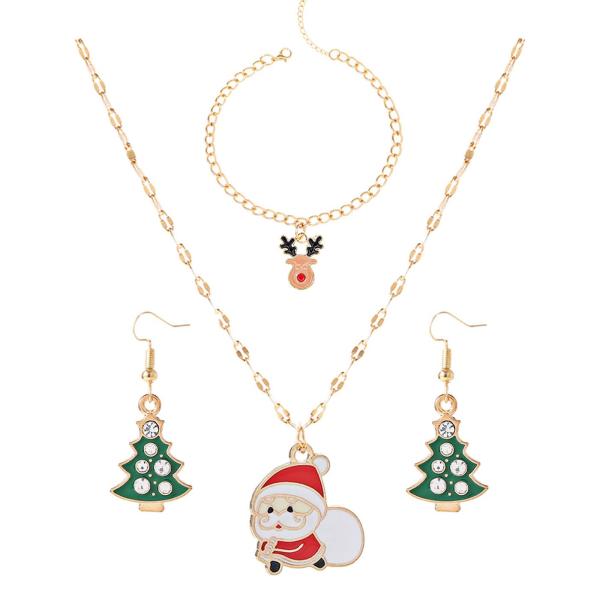 商品名: ACEDRE クリスマスネックレス イヤリング ブレスレットセット ゴールド サンタクロース トナカイ ジュエリーセット 小さなペンダントネックレス クリスマスツリードロップイヤリング ホリデージュエリーギフト 女性と女の子向け ...