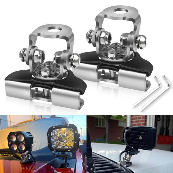 商品名:  2 Pack LED Light Bar Mounting Brackets, AveneMark Universal Hood Mount Light Brackets Angle Adjustable LED Light C...