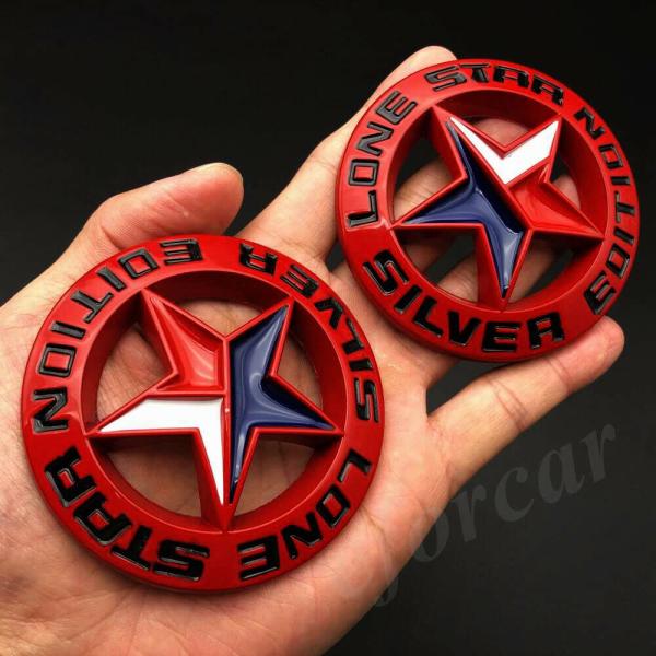 商品名:  2Pcs 3D Metal Lone Star Silver Edition Texas Car Trunk Emblem Badge Decal Sticker Nameplate Suitable for Universal...