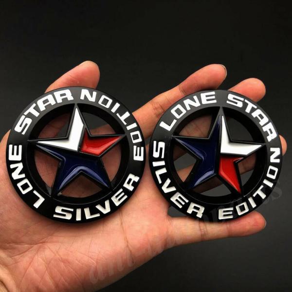 商品名:  2Pcs 3D Metal Lone Star Silver Edition Texas Car Trunk Emblem Badge Decal Sticker Nameplate Suitable for Universal...