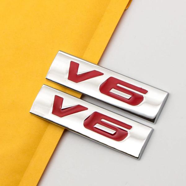商品名:  2X Metal V6 Engine Emblem Polished Lettering Grill Car SUV Sport Turbo Badge 3D Rear Side Front Trunk Trim Sticker...
