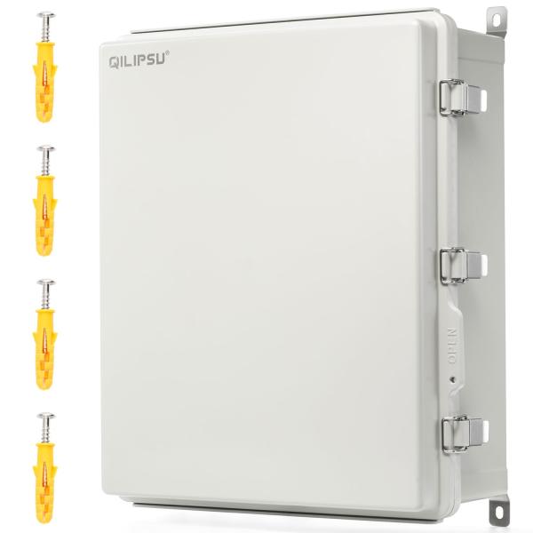 商品名: QILIPSU PC/ABS 合金 プラスチック 防水 屋外 ジャンクションボックス 20.3インチ x 16.4インチ x 7.9インチ L IP66 電気エンクロージャー 取り付けプレート付き ウォールブラケット 耐候性ヒンジ...