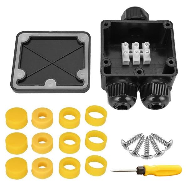 商品名:  V-Fiabilidad Waterproof Junction Box 3 Way IP68 1In/3Out External Waterproof Electrical Junction Box Black Waterpr...