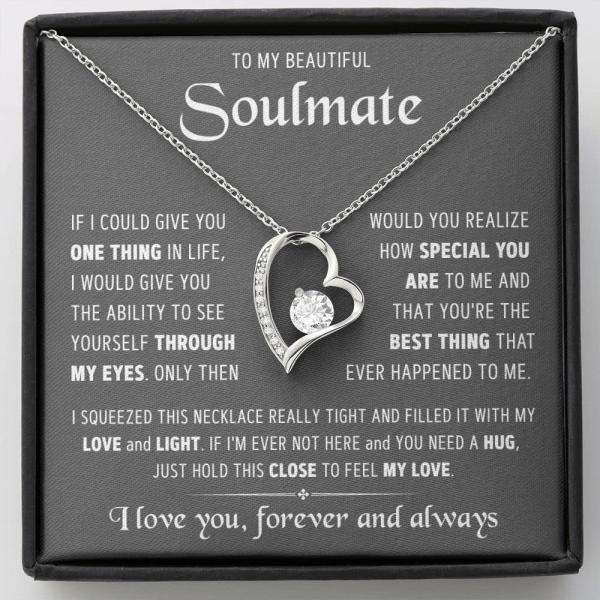 商品名: ROMESIA To My Soulmate 女性用ネックレス14Kホワイトゴールド、18Kイエローまたはローズゴールド仕上げの光沢のあるサージカルスチールで作られています。各ネックレスは心のこもったメッセージカードとペアになって...