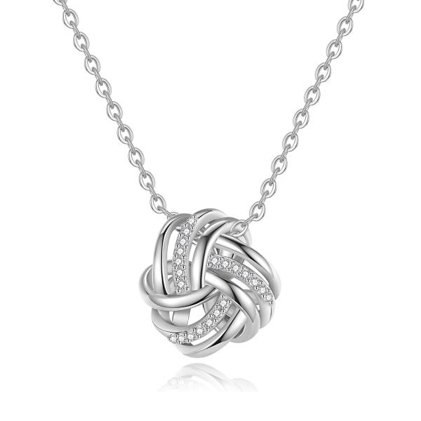 商品名: INFUSEU スターリングシルバー ラブノットネックレス レディース, スターリングシルバー, キュービックジルコニア INFUSEU Sterling Silver Love Knot Necklaces for Women ...