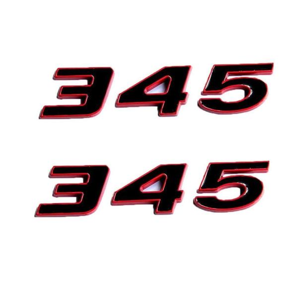 商品名:  2X 345 Emblems Badge 3D Logo Side Fender Rear Letter Sticker Nameplate Replatement for 345 Car Truck (Black Red Li...