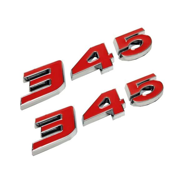 商品名:  2X 345 Emblems Badge 3D Logo Side Fender Rear Letter Sticker Nameplate Replatement for 345 Car Truck (Silver Red)ブ...
