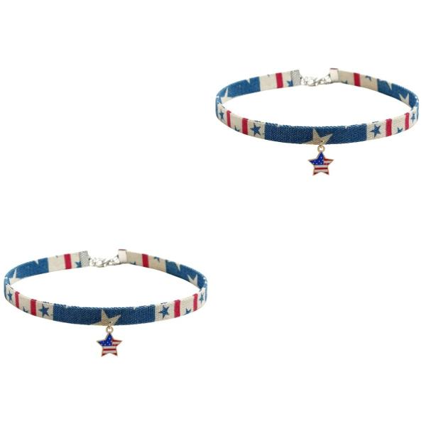 商品名:  Amosfun 2pcs July Day Usa Veterans Accessory Trendy Choker Pattern National Memorial Flag Star Necklace for Gift P...