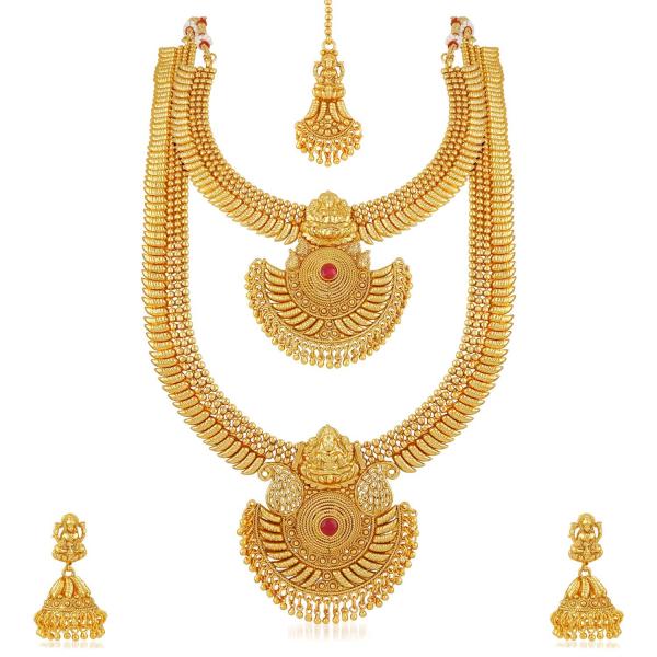 商品名:  Abdur Raheem Jewellers Temple Gold Plated Traditional Jewellery Combo Necklace Set / Trendy and Fashionable Neckla...