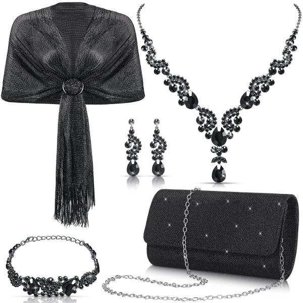 商品名:  Tiamon 5 Pcs Rhinestone Jewelry Sets Shawls and Wraps Formal Clutch Purses for Women Evening Dresses Bridal Weddin...