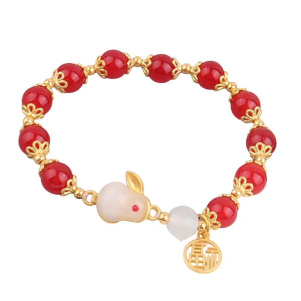 商品名: 2023 新年 うさぎ ハンドメイド クリスタル ラビット ペンダント ネックレス 干支 翡翠 ウサギ チャーム ビーズ ストレッチ ブレスレット 風水 幸運 お守り ジュエリー 新年ギフト 女性 女の子, 人工翡翠, 人工翡翠 ...