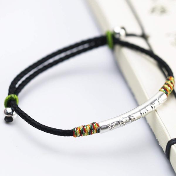 商品名:  Bracelet Feng Shui Wealth Bracelet Six-Character Mantra Sterling Silver Red Rope Black Red Rope Braided Buddhist A...