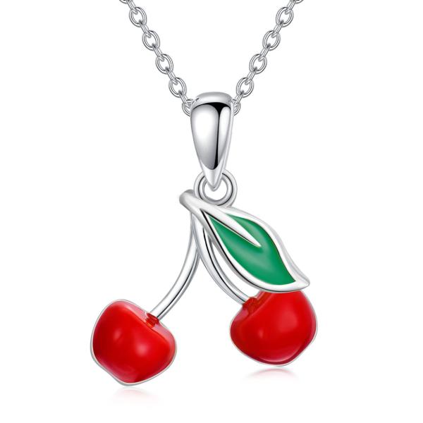 商品名: LONAGO チェリーネックレス 925スターリングシルバー レッドチェリーフルーツペンダントネックレス レディース, スターリングシルバー, 宝石なし LONAGO Cherry Necklace 925 Sterling Si...