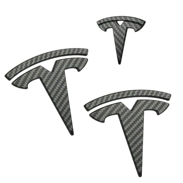 商品名: YJMOTOR Tesla ABSステッカーバッジデカール 3枚 (マットカーボンファイバーパテ) YJMOTOR Fit Model Y Logo Cover,Front Trunk,Rear Trunk Logo Cover ...
