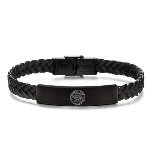 商品名: KBNSUIAN 宗教聖書 7人の大天使のシールズ アミュレット レザーブレスレット マグネット留め 7人の天使の祈り お守りバングル クールなキリスト教ジュエリー メンズ レディース, レザー, ステンレススチール KBNSUI...