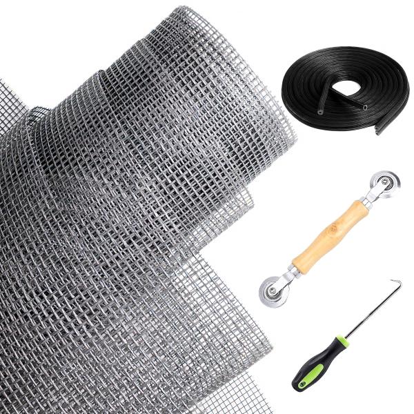 商品名:  Window Screen Repair Kit, Window Screen and Screen Door Replacement Mesh, Fiberglass Window Screen Mesh, 48" x 118...
