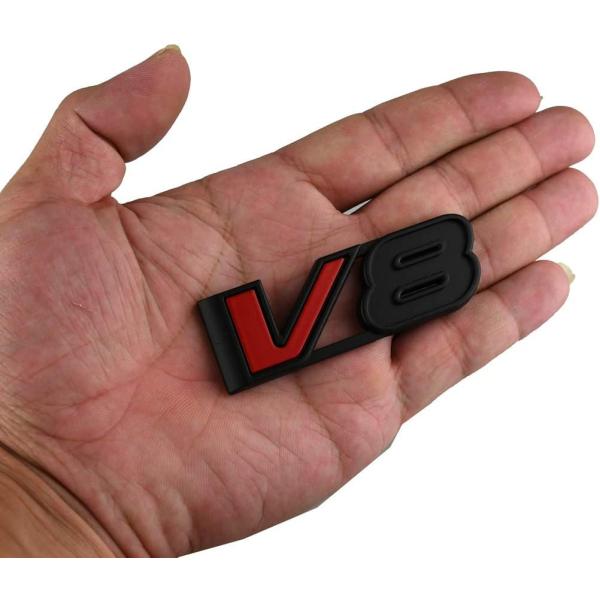 商品名: V8エンブレム 3Dバッジ カーデカール ネームプレート交換用 すべての車 トラック キャニオン コロラド用 (ブラック/レッド) x 1。 1x V8 Emblem 3D Badge Car Decal Nameplate Re...