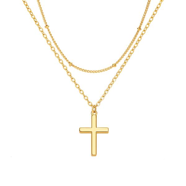 商品名: TSDGB 十字架ネックレス 女性用 18Kゴールドメッキ 十字架ネックレス 上品なゴールドチェーン ペンダントネックレス ハンドメイド シンプル かわいいネックレス ゴールドジュエリー 女性用, 金メッキ, 宝石なし TSDGB...