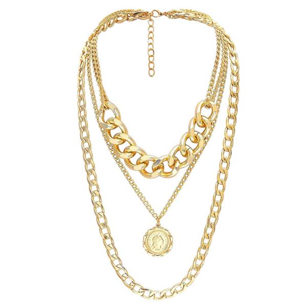 商品名:  Initial Necklaces for Women Trendy Padlock Locket Chunky Chain Necklace Gold Layering Pendant Silver Lock Curb Nec...