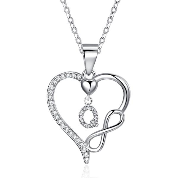 商品名: ITS4YEO 925スターリングシルバー インフィニティハートペンダント イニシャルネックレス シルバーネックレス ジルコンペンダントネックレス 女性用 ジュエリーギフト 女性 妻 女の子 彼女のバレンタインギフト, Infin...