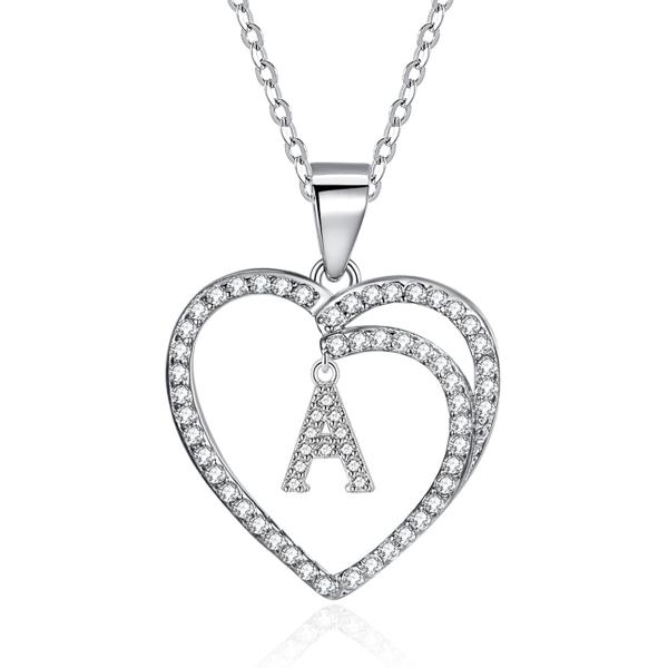 商品名: ITS4YEO 925スターリングシルバー インフィニティハートペンダント イニシャルネックレス シルバーネックレス ジルコンペンダントネックレス 女性用 ジュエリーギフト 女性 妻 女の子 彼女のバレンタインギフト, Doubl...