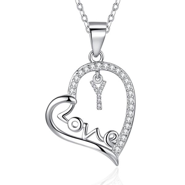 商品名: ITS4YEO 925スターリングシルバー インフィニティハートペンダント イニシャルネックレス シルバーネックレス ジルコンペンダントネックレス 女性用 ジュエリーギフト 女性 妻 女の子 彼女のバレンタインギフト, Love,...