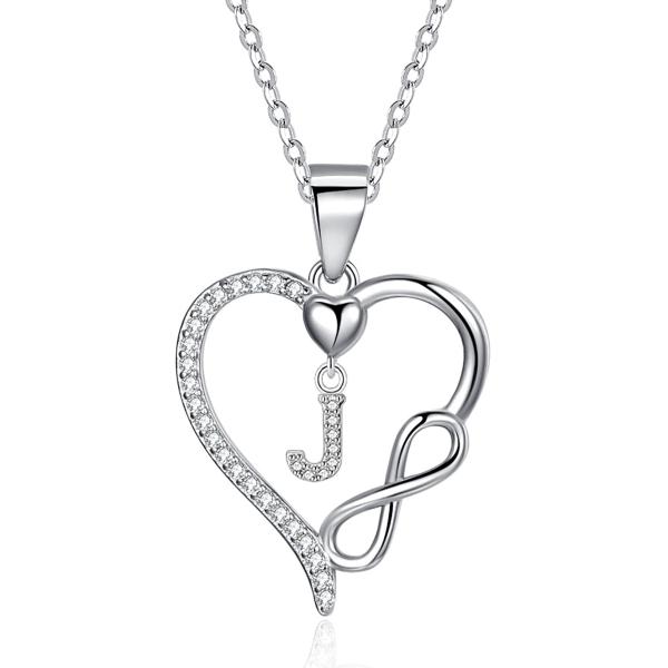商品名: ITS4YEO 925スターリングシルバー インフィニティハートペンダント イニシャルネックレス シルバーネックレス ジルコンペンダントネックレス 女性用 ジュエリーギフト 女性 妻 女の子 彼女のバレンタインギフト, Infin...