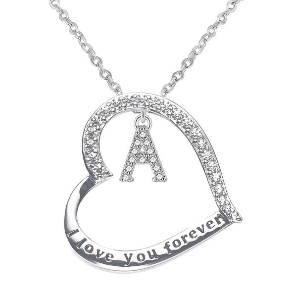 商品名: ITS4YEO 925スターリングシルバー インフィニティハートペンダント イニシャルネックレス シルバーネックレス ジルコンペンダントネックレス 女性用 ジュエリーギフト 女性 妻 女の子 彼女のバレンタインギフト, Forev...